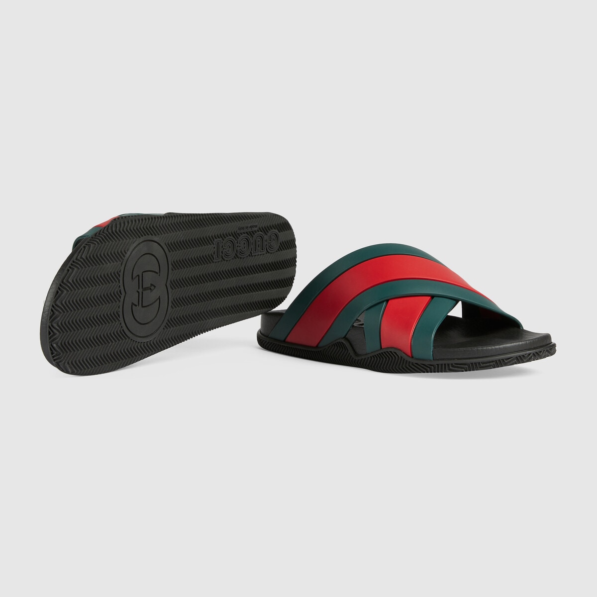 Men's rubber slide sandal with Web - Gucci Replica